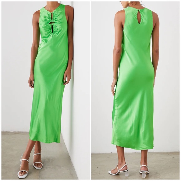 Rails | Dresses | New Rails Fiona Midi Satin Slip Dress Vibrant Green ...